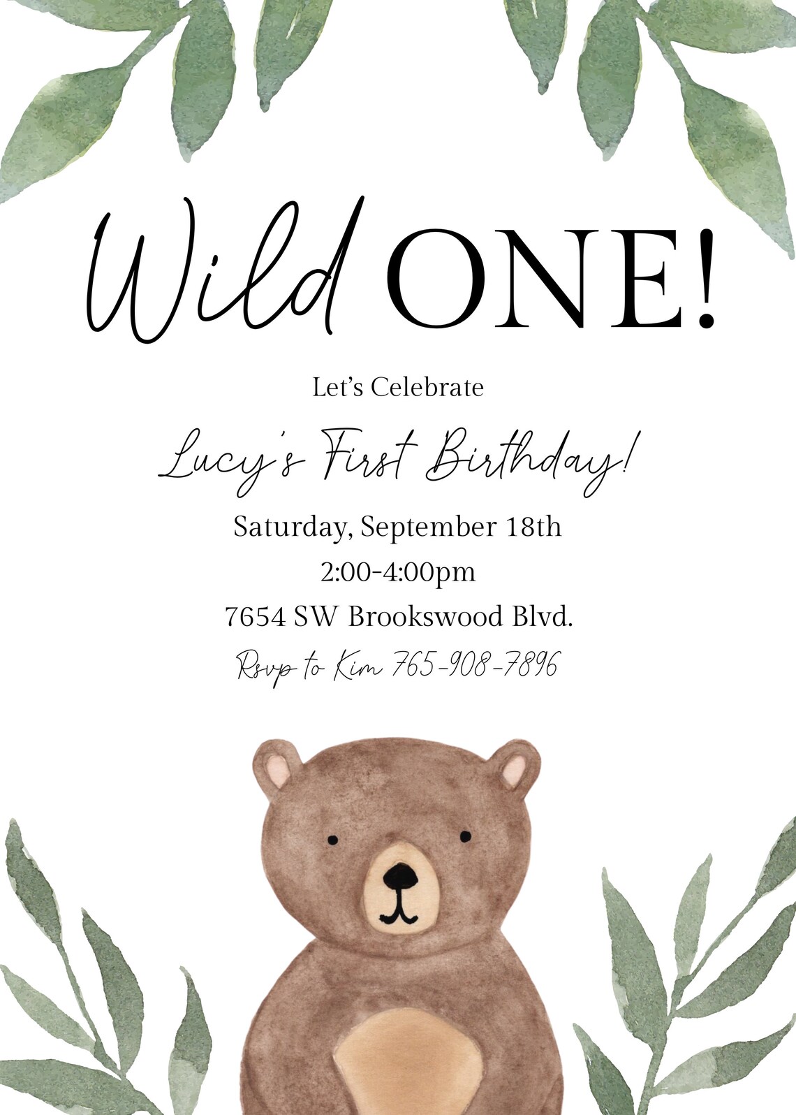 Customizable Bear Birthday Invitation Beary First Birthday - Etsy