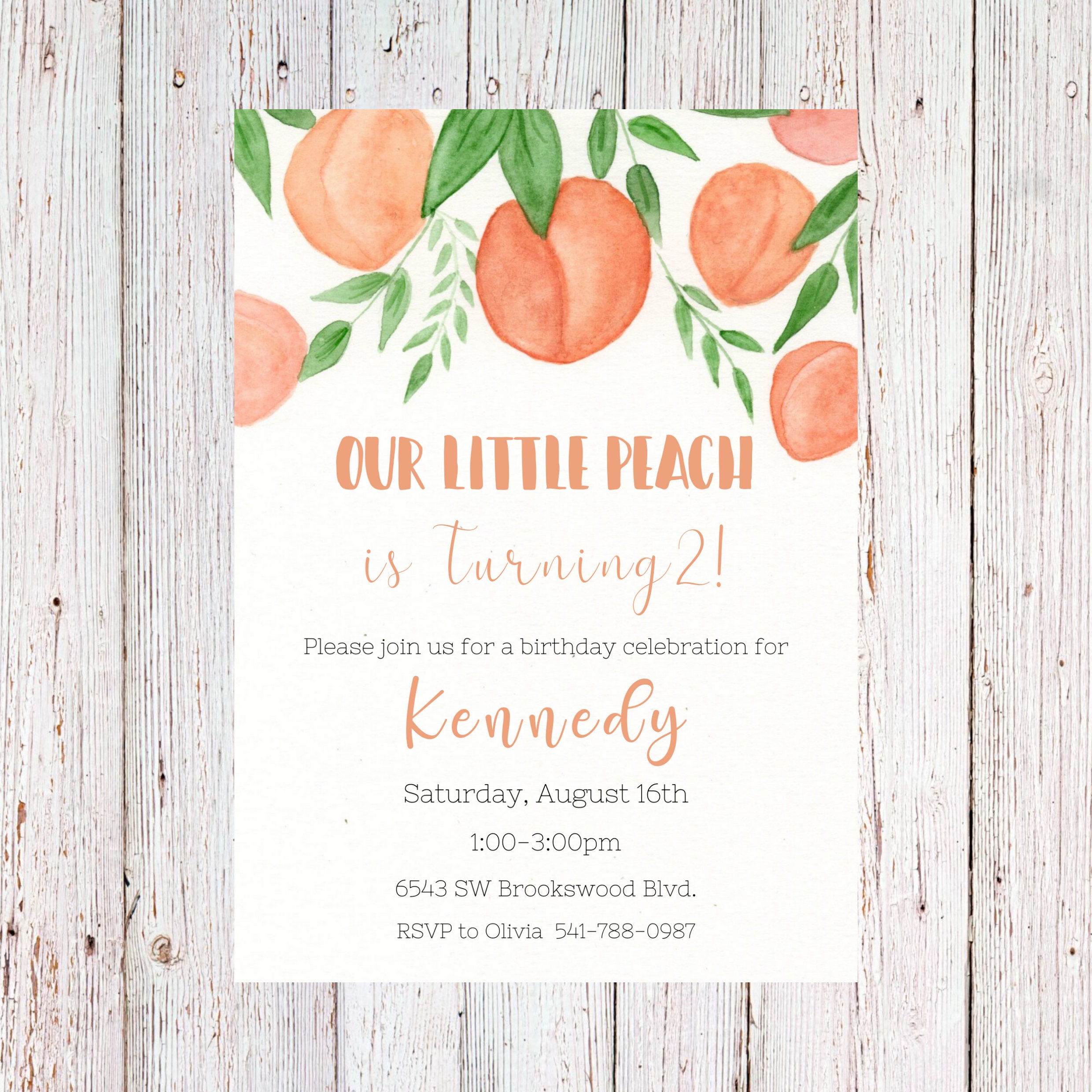 Customizable Peach Birthday Invitation Sweet as a Peach - Etsy