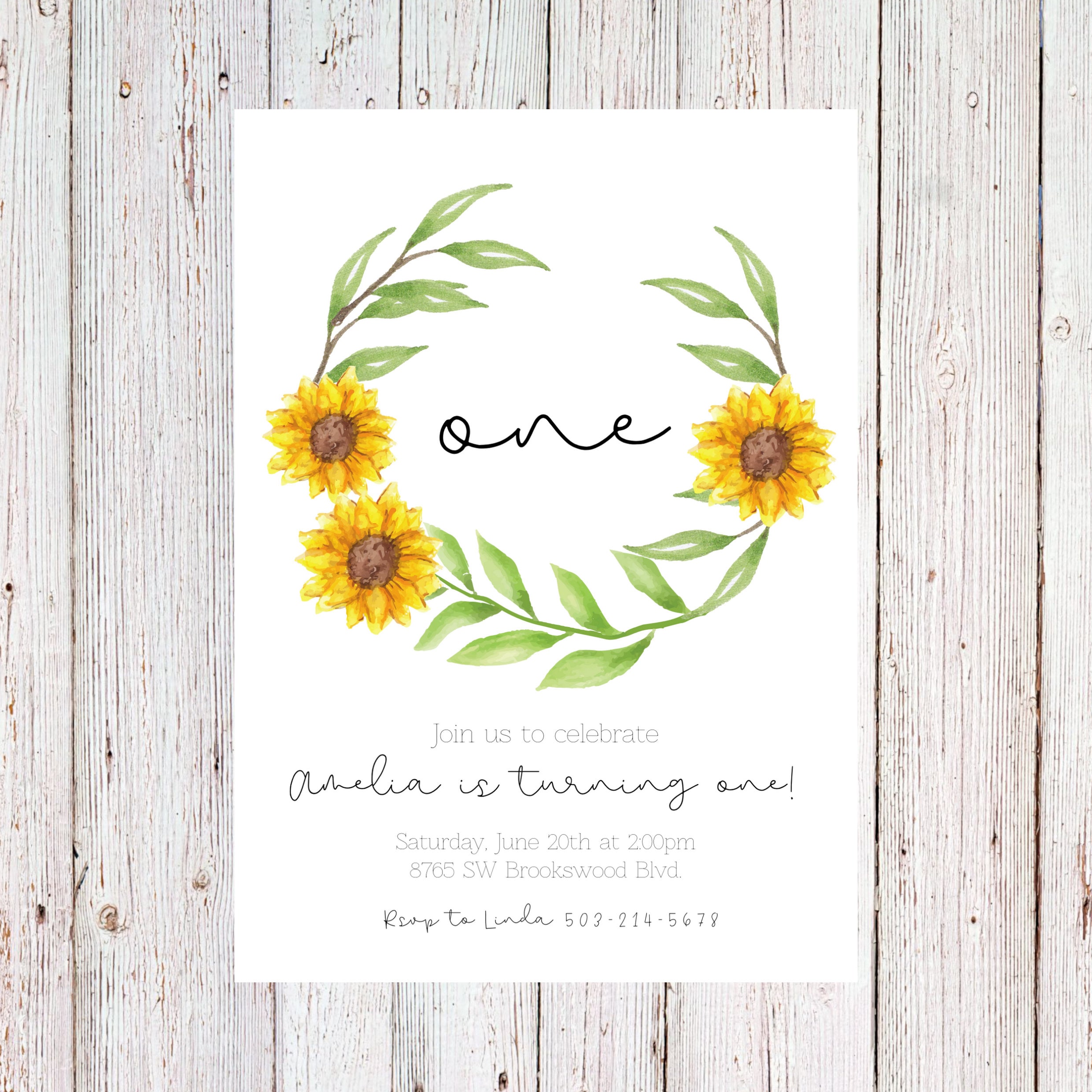 Customizable sunflower birthday invitation sunflower first | Etsy