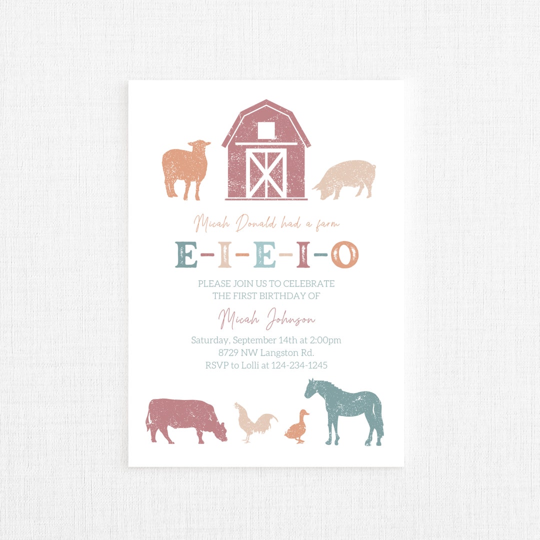 Customizable Farm Birthday Invitation, Barnyard Invitation, Barn ...