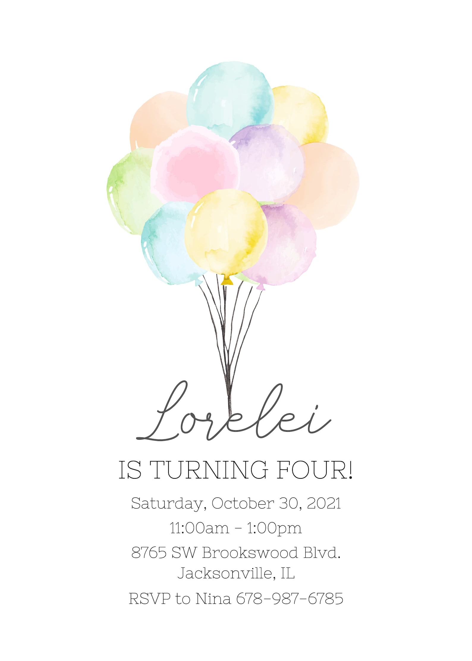 Customizable Balloon Birthday Invitation Balloons Simple - Etsy