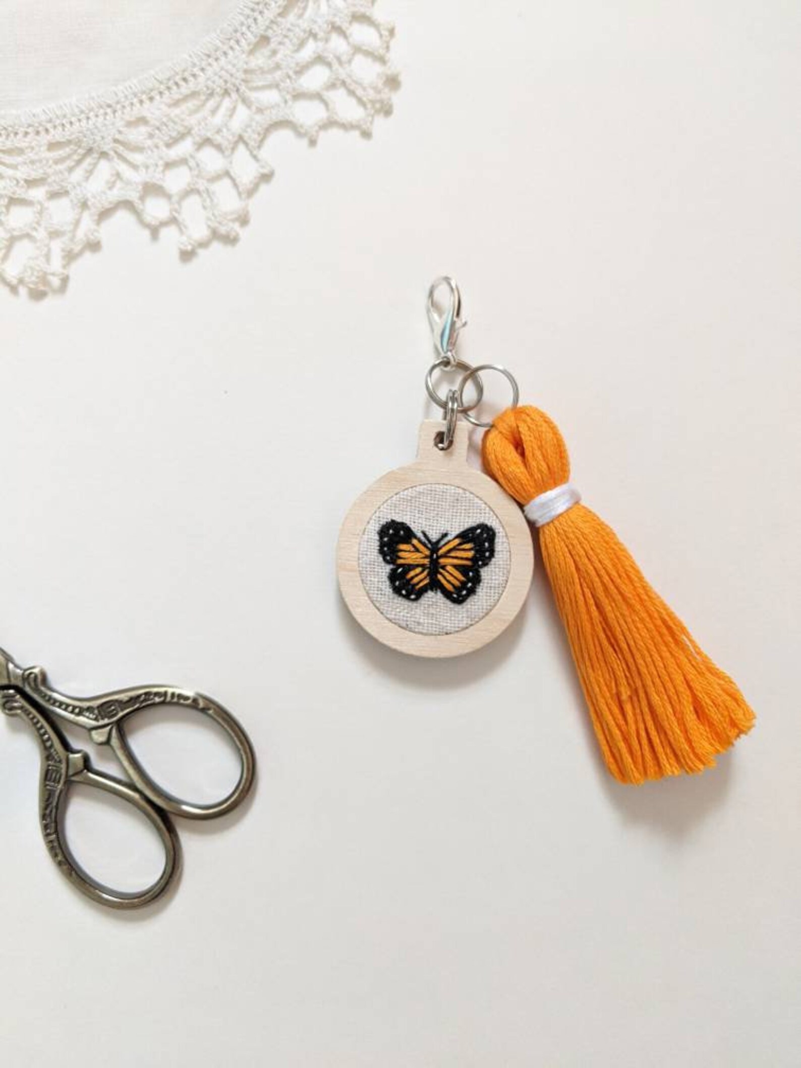 Finished Butterfly Mini Hand Embroidery Hoop Keychain Bag - Etsy