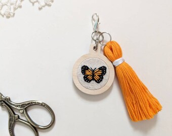 Finished Pastel Rainbow Mini Hand Embroidery Hoop Keychain- Bag Charm ...