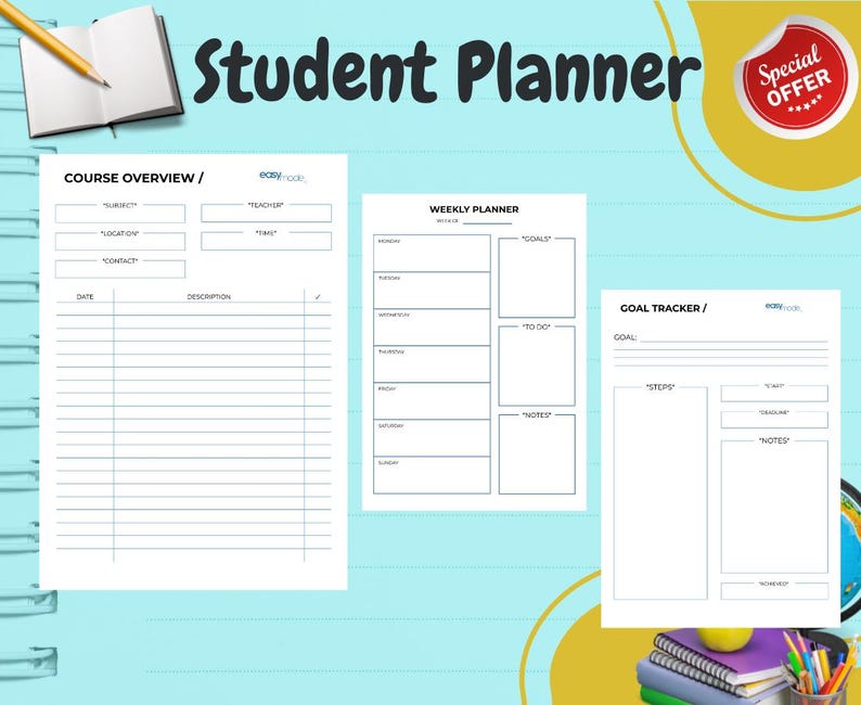 Student Planner Bundle: Digital School Organizer (digital Download) - Etsy