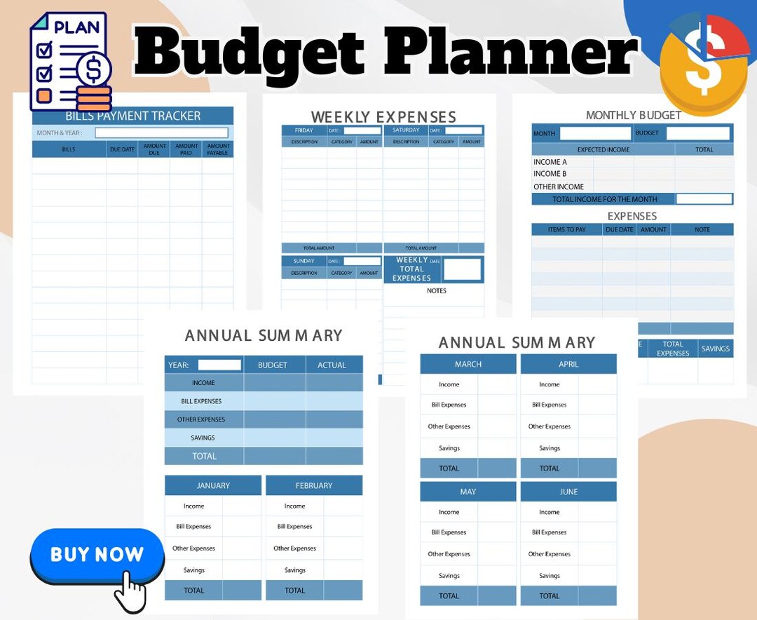Digital Planner: Budget Planner Bundle - Expenses, Income Tracker ...