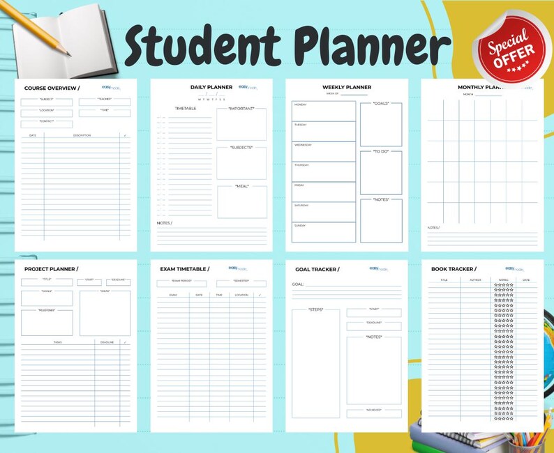 Student Planner Bundle: Digital School Organizer (digital Download) - Etsy