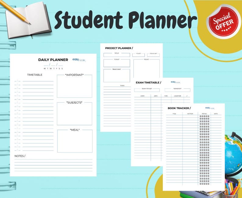 Student Planner Bundle: Digital School Organizer (digital Download) - Etsy