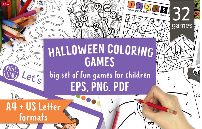 Halloween Coloring and Activity Book Printout - Etsy