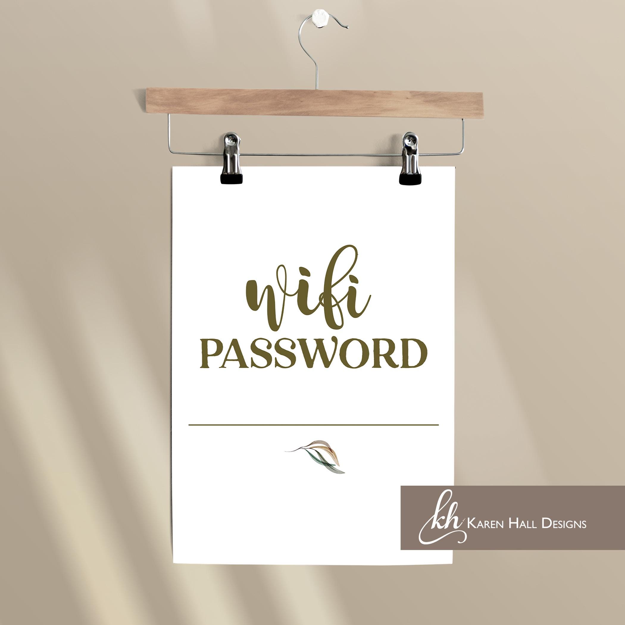 Wifi Password Printable / Botanical Leaves / Calligraphy Lettering ...