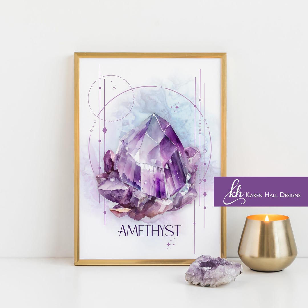 Printable Amethyst Crystal Art / Gemstone Poster / Birthstone Digital ...