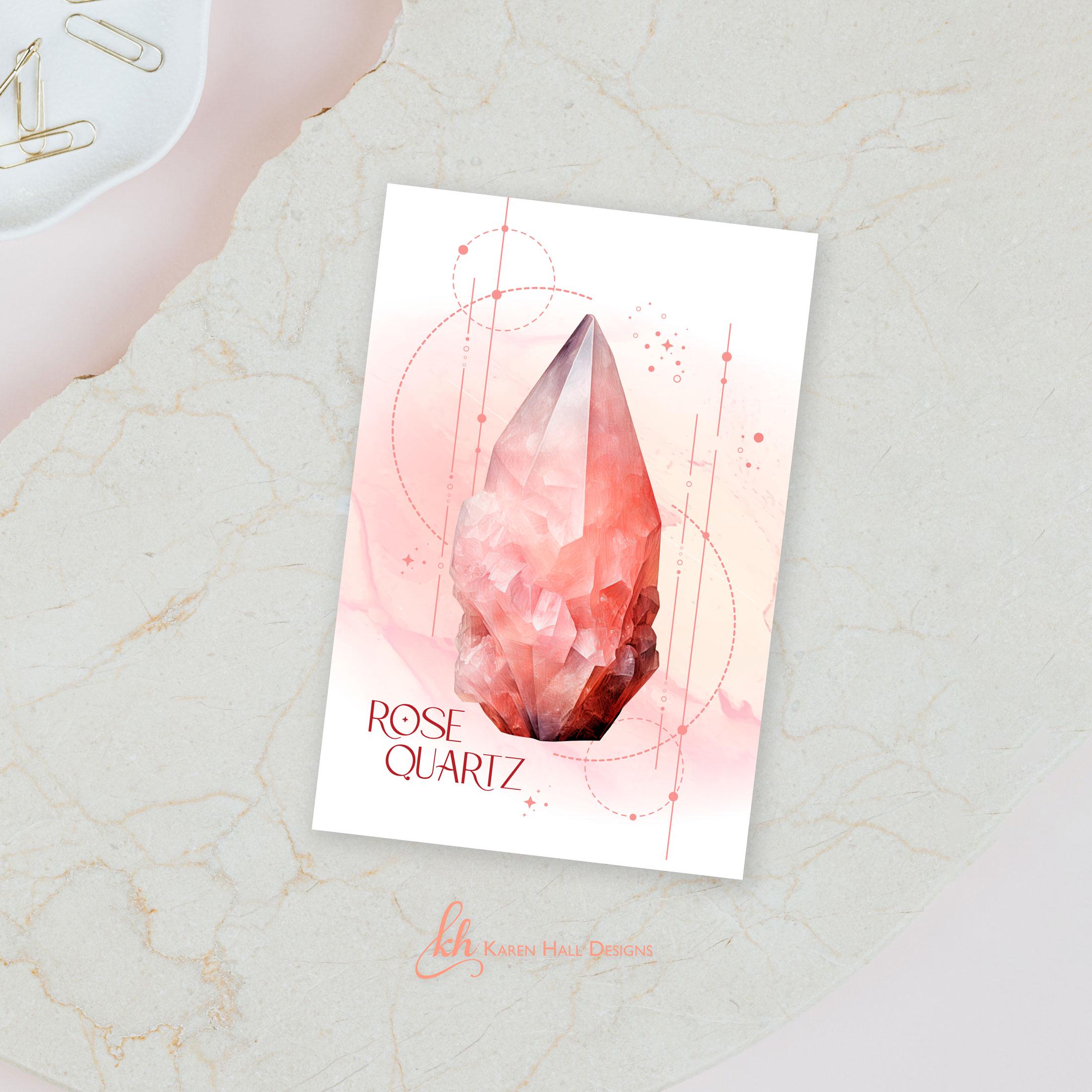 Printable Rose Quartz Crystal Art / Gemstone Poster / Birthstone ...