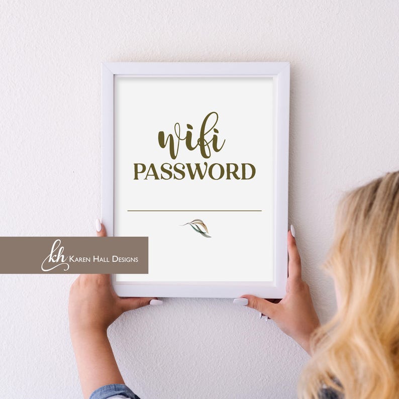 Wifi Password Printable / Botanical Leaves / Calligraphy Lettering ...