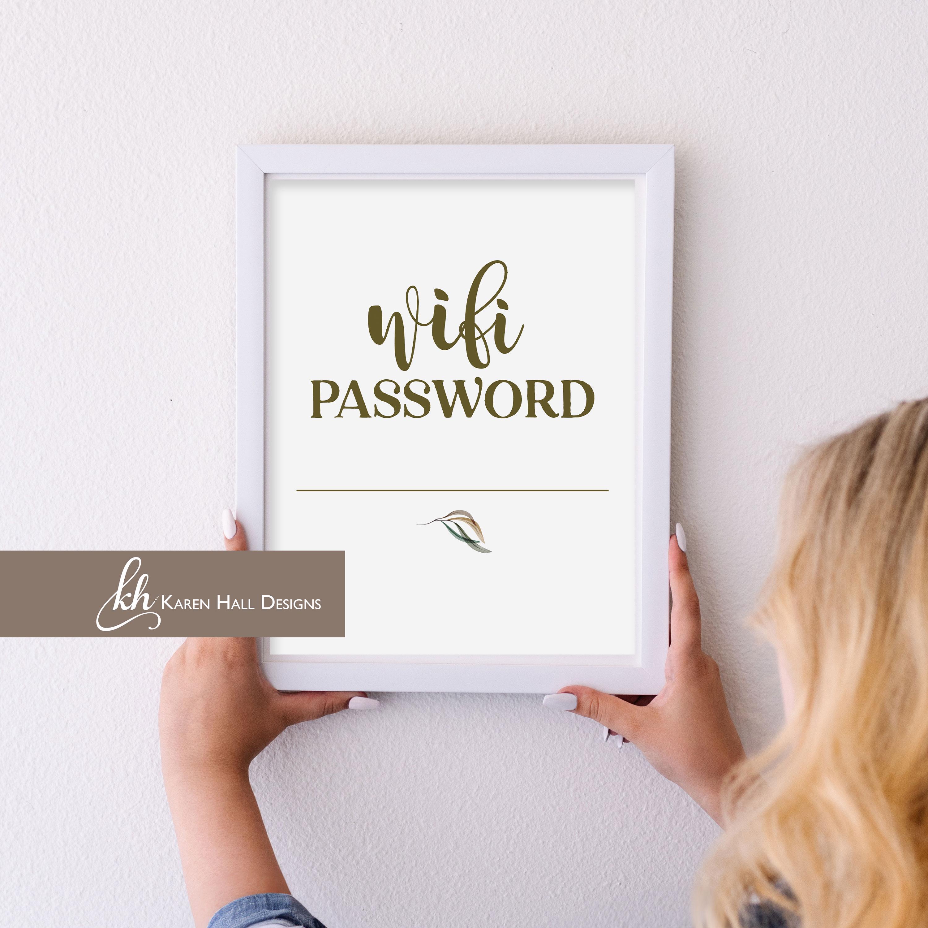 Wifi Password Printable / Botanical Leaves / Calligraphy Lettering ...
