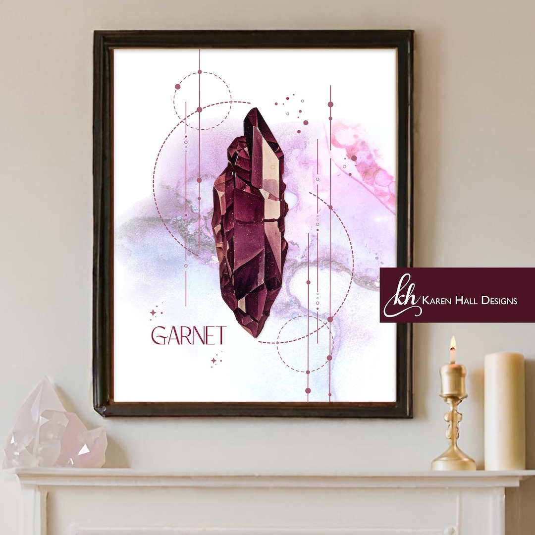 Printable Garnet Crystal Art / Gemstone Poster / Birthstone Digital ...