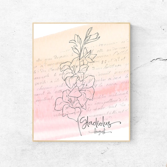 August Birth Flower / Birth Month Flower / Gladiolus / - Etsy