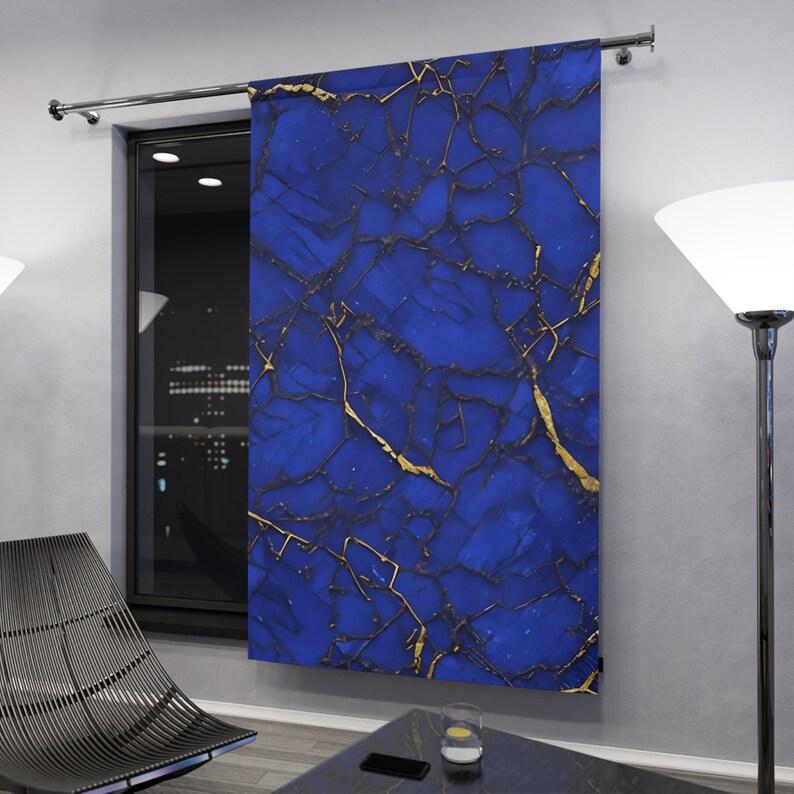 Blue Window Curtains , Blue Marble Window Curtain, Modern Window ...