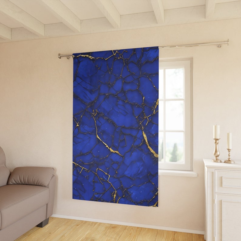 Blue Window Curtains , Blue Marble Window Curtain, Modern Window ...