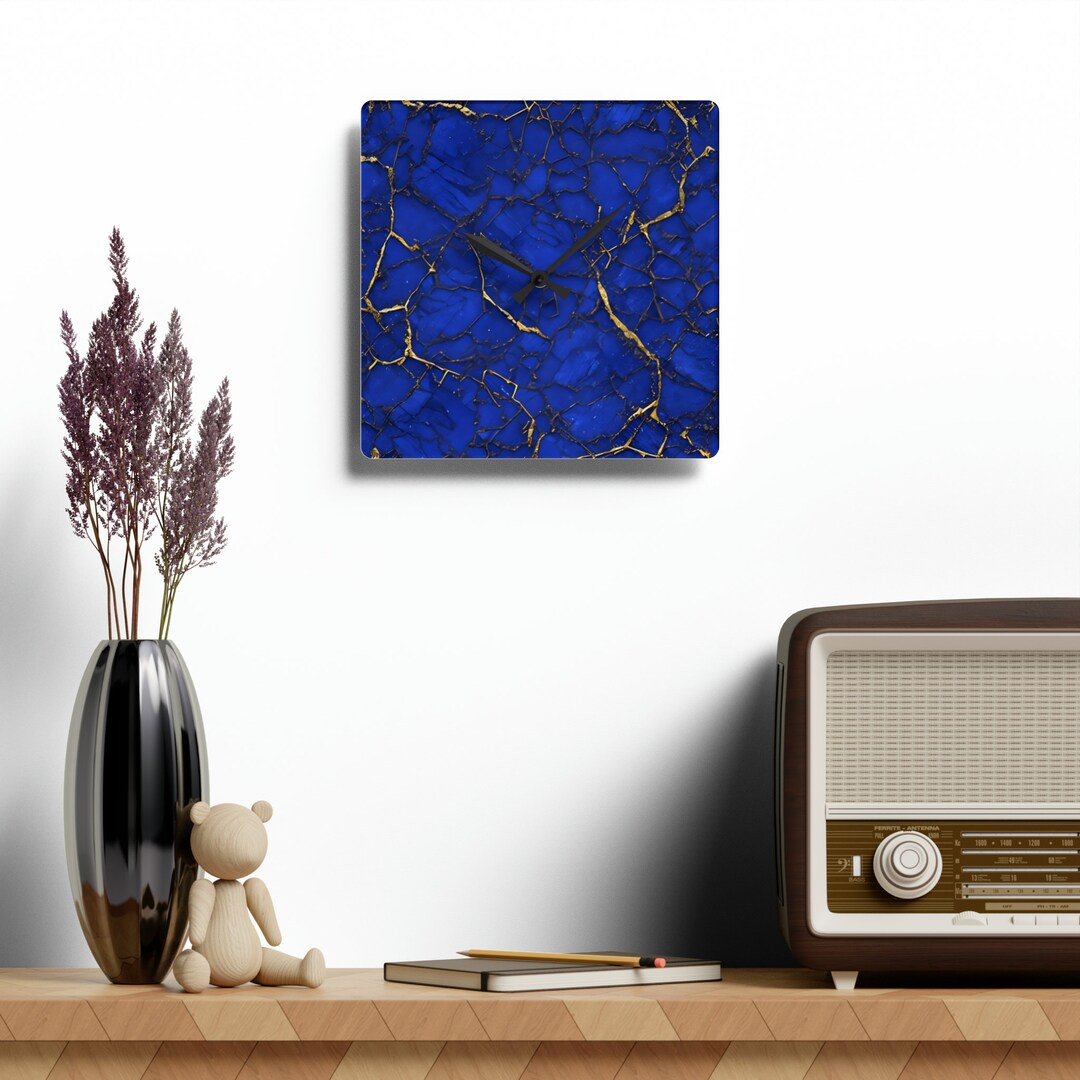 Blue Abstract Wall Clock, Modern Wall Clock, Wall Clocks , Bedroom ...