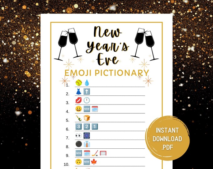 New Year's Eve Emoji Pictionary | Printable New Year's Game | New Years ...
