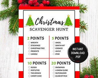 Christmas Scavenger Hunt Christmas Party Game Printable Digital ...