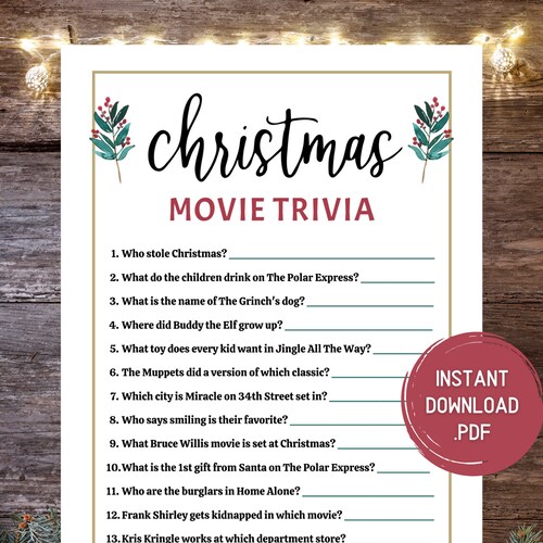 Christmas Trivia Printable Christmas Movie Trivia | Etsy
