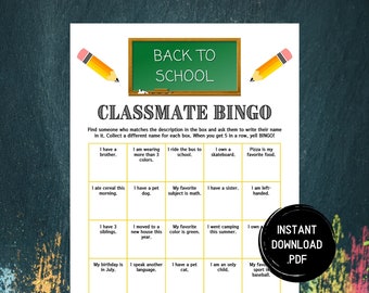 Bingo First Day of School - Etsy