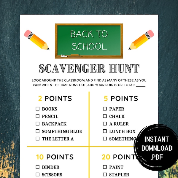 Back to School Game, Scavenger Hunt, First Day of School Activity ...