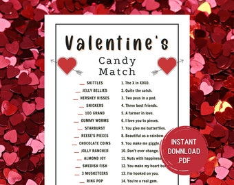 Valentine's Day Candy Match Game: Printable Party Activity (instant ...