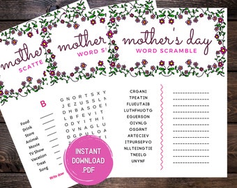 Mother's Day Games Mother's Day Printable Word Scramble Word Search ...