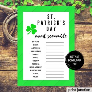 St Patricks Day Word Scramble, Saint Patricks Day Game, St Patricks ...