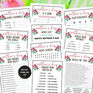 10 Mothers Day Games Bundle, Printable Mothers Day Games, Mothers Day ...