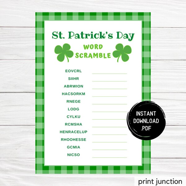 St Patricks Day Word Scramble - Etsy