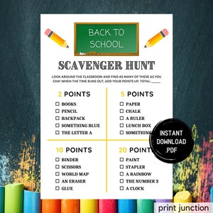 Back to School Game, Scavenger Hunt, First Day of School Activity ...