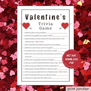 Valentine's Day Trivia Game: Printable Galentine's Activity (instant ...
