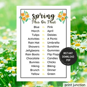 Spring Would You Rather Game, This or That, Printable Spring Games ...