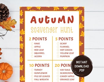 Autumn Scavenger Hunt Printable | Fun Fall Activities for Kids - Etsy