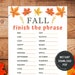 Fall Finish the Phrase, Fall Games, Autumn Games, Word Games, Fall ...