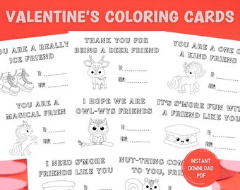 Coloring Printable Valentine's Day Cards, Classroom Valentine's Day ...