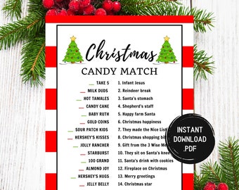 Christmas Candy Match Trivia Game, Holiday Trivia Game, Printable ...