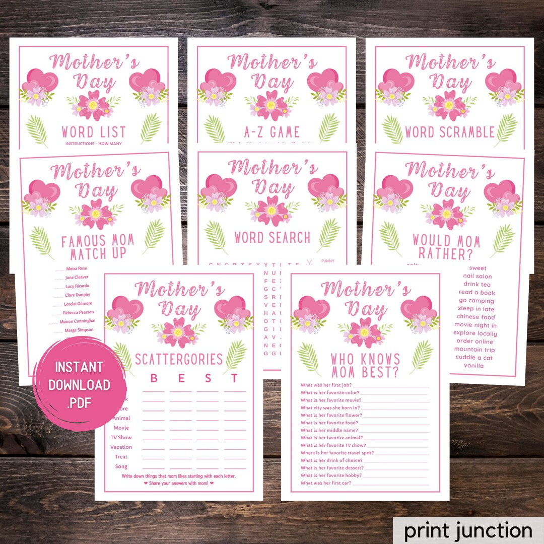 Mothers Day Games, Printable Mothers Day Games, Mothers Day Activity ...