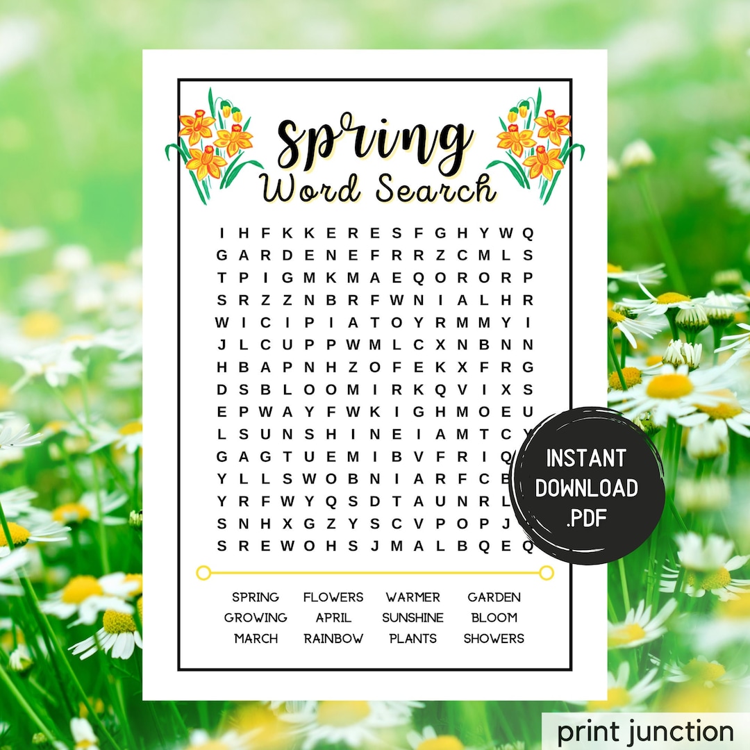 Spring Word Search, Printable Springtime Games, Spring Activities for ...
