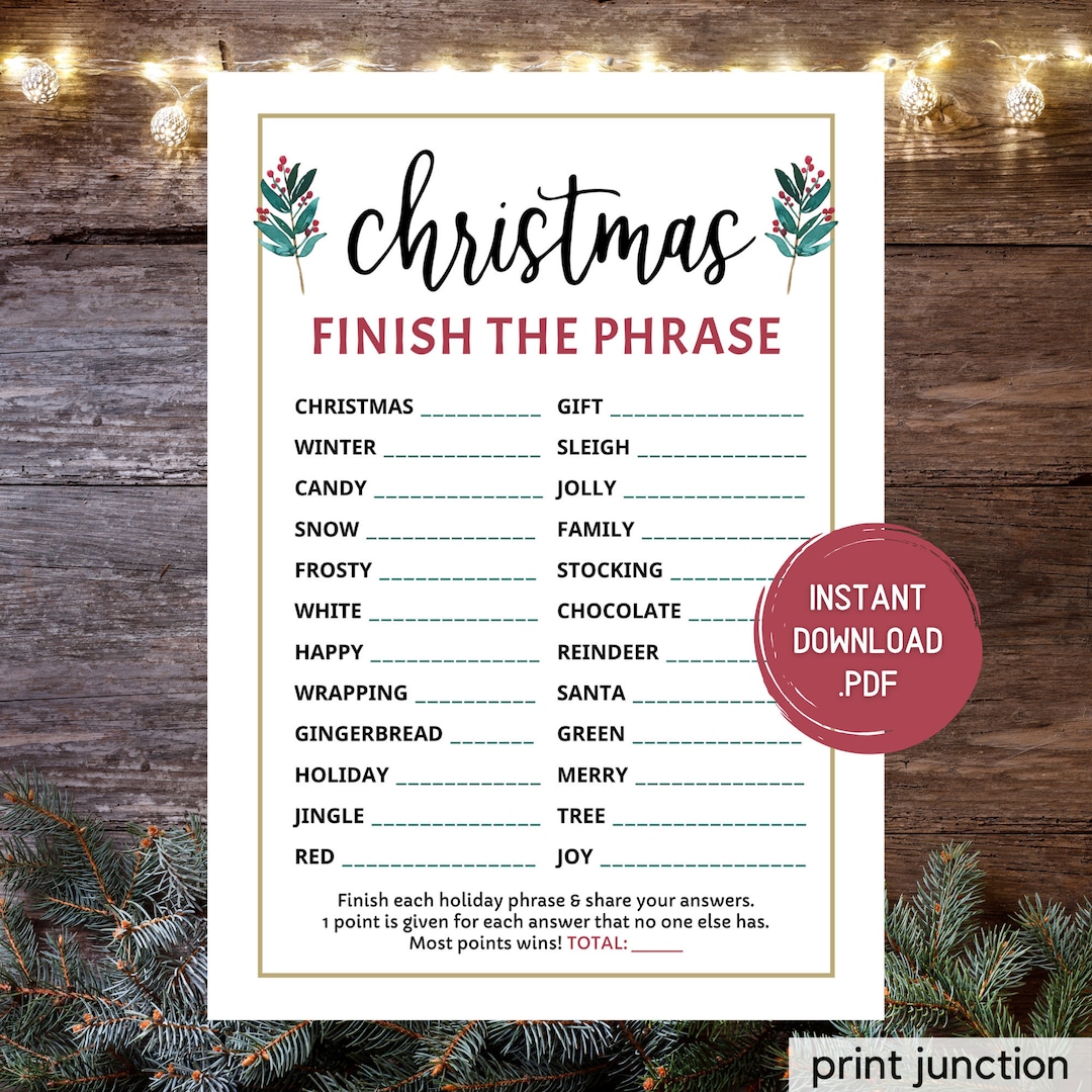 Christmas Finish the Phrase Game - Finish That Phrase Christmas ...