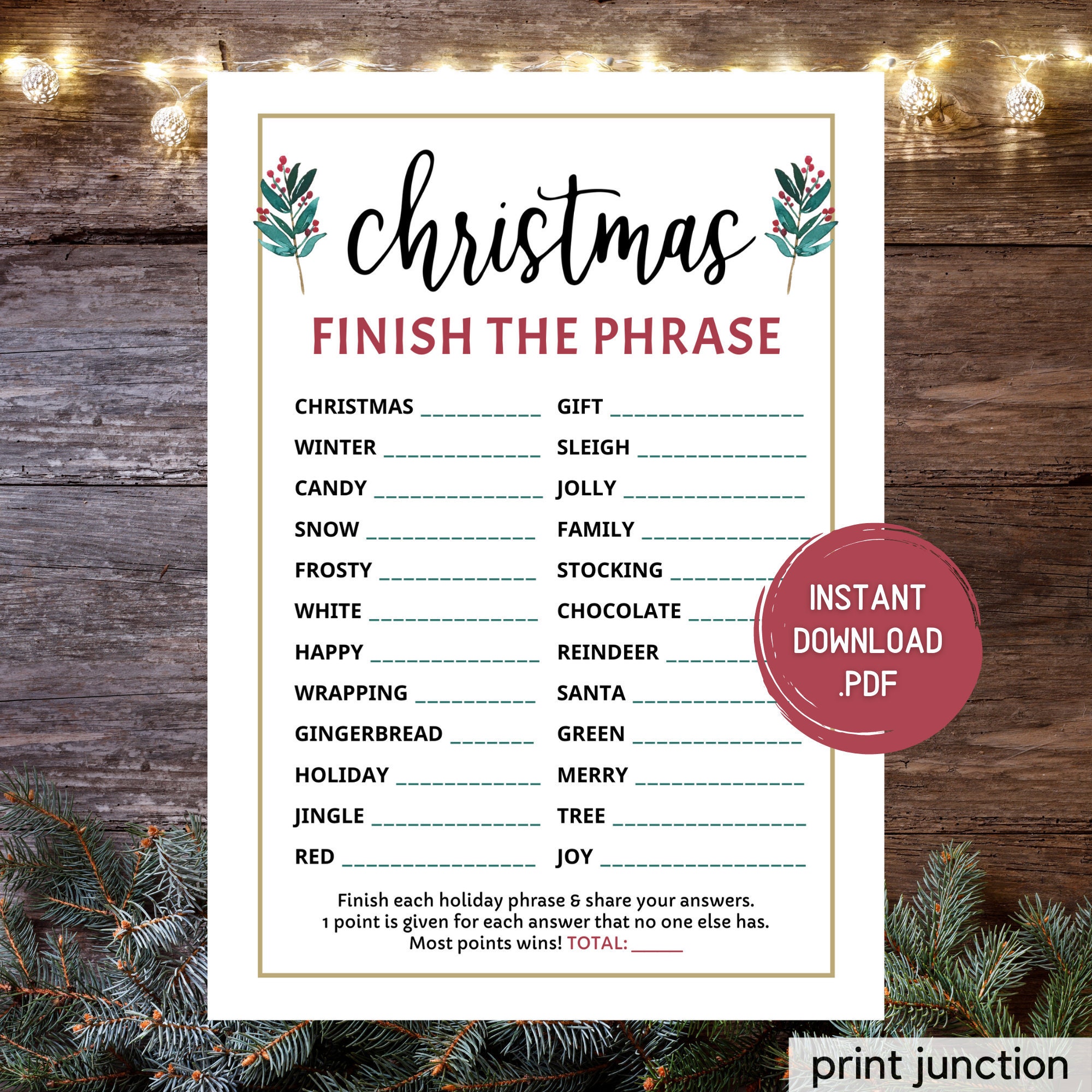 Christmas Finish the Phrase Game Finish That Phrase Christmas Printable ...