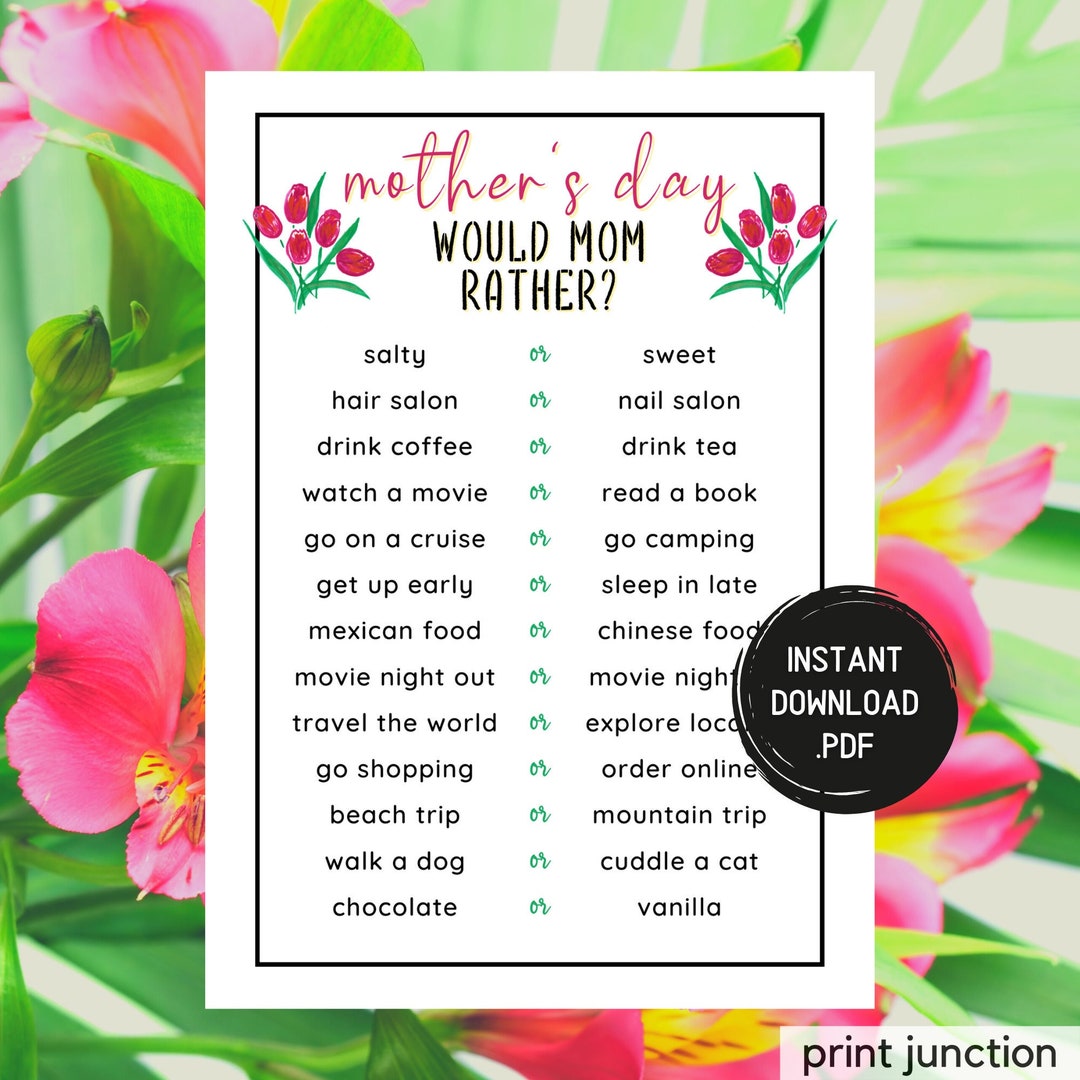 Mothers Day Games, Mothers Day Game Printable, Mothers Day Activity ...