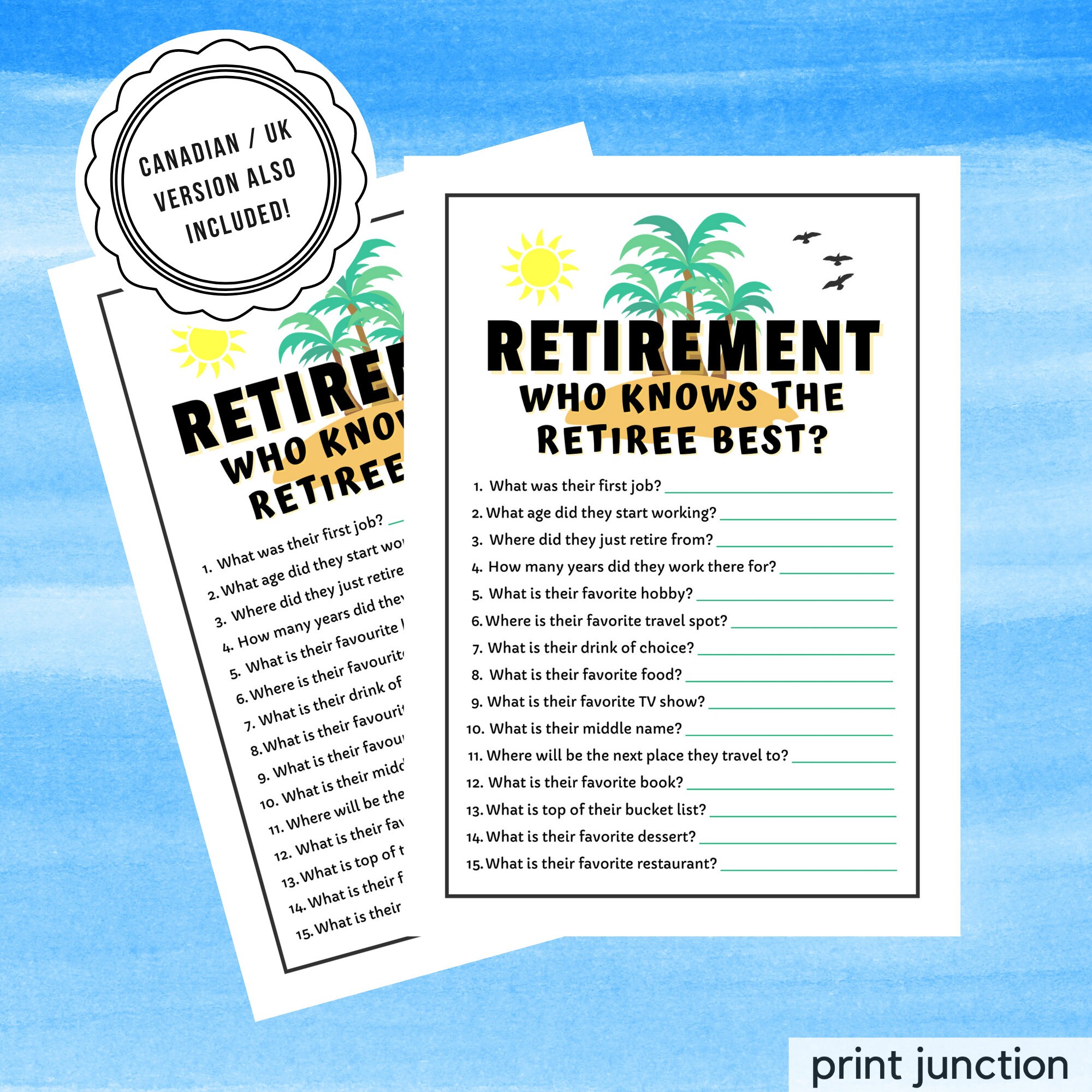 Retirement Party Games, Who Knows the Retiree Best, Would the Retiree ...