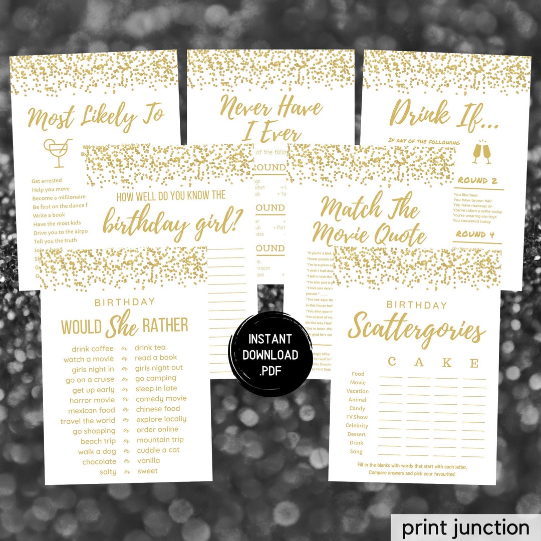 Adult Birthday Games Bundle - 30th Birthday Game Pack - Birthday Girl ...