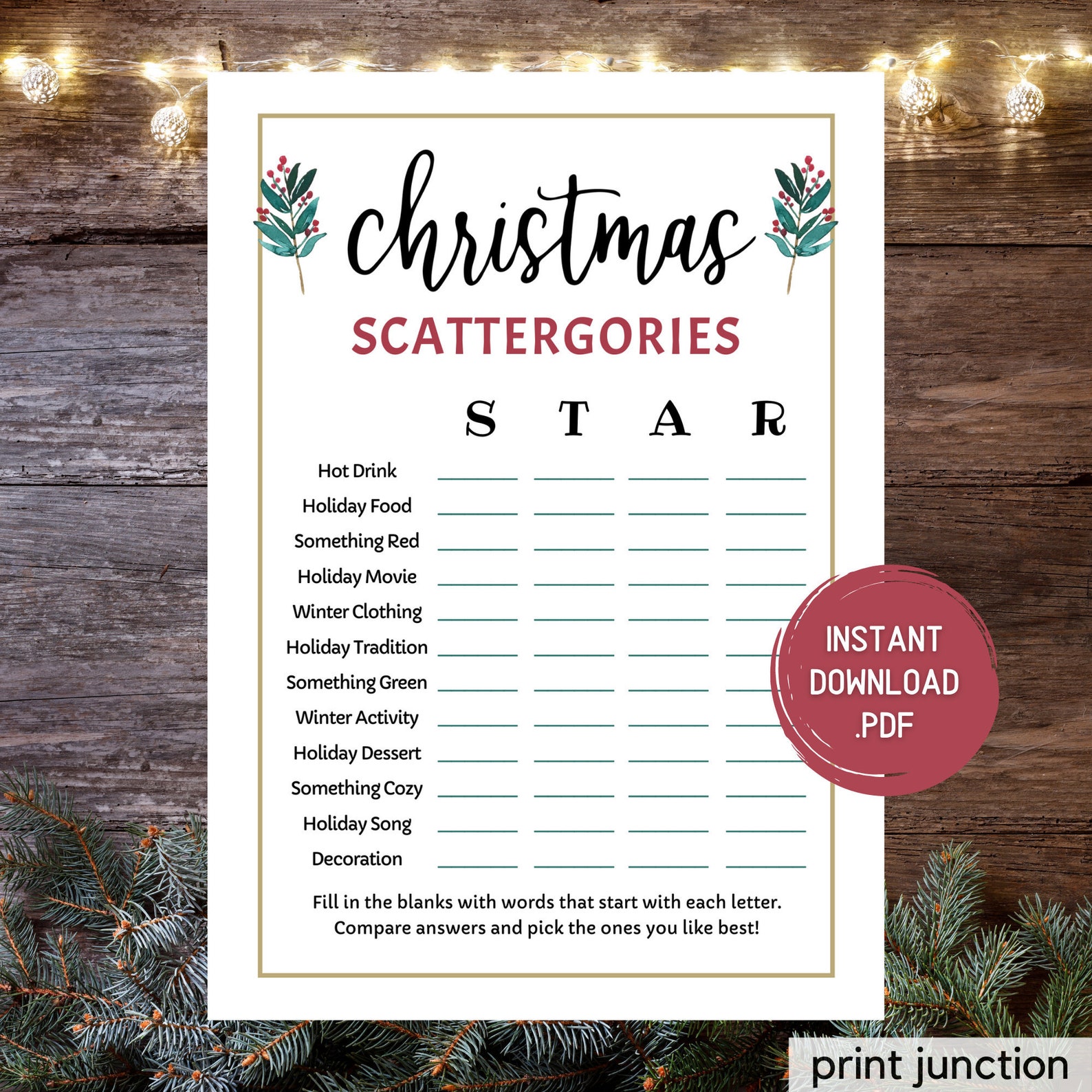 Christmas Scattergories Game Christmas Printable Games Fun Christmas ...