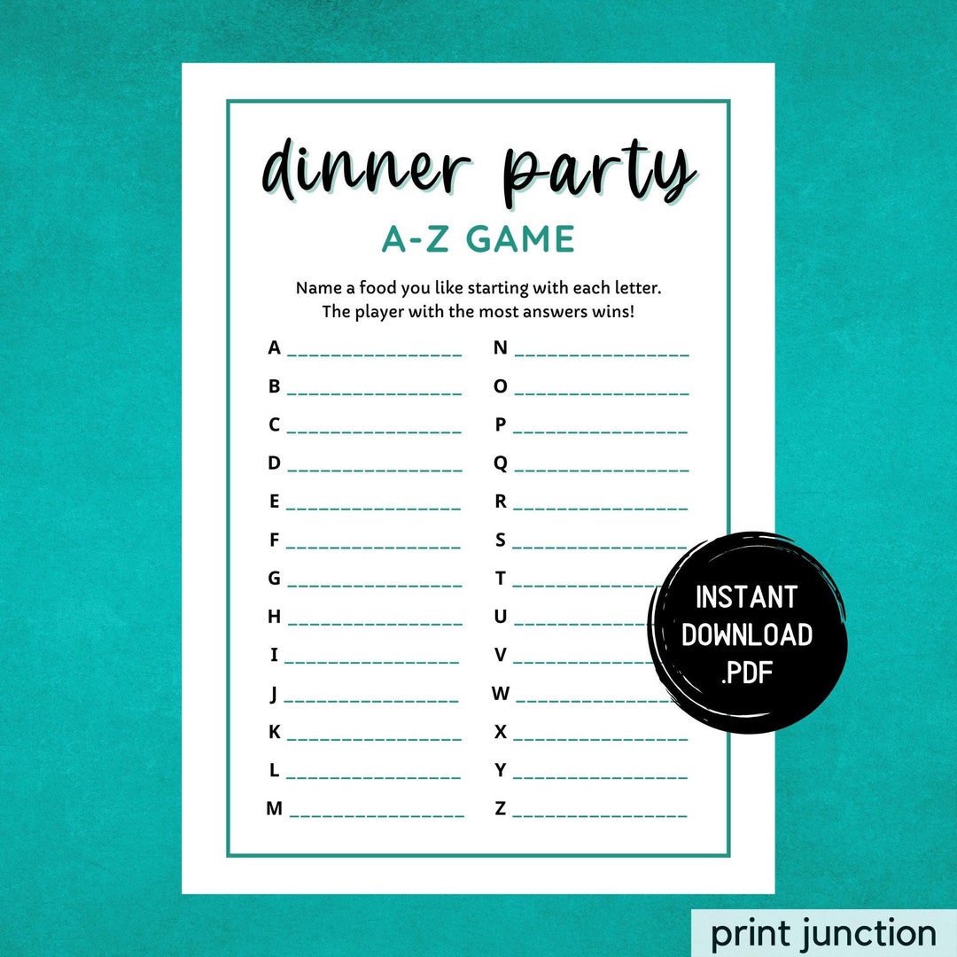 Dinner Party Game, Printable Dinner Party Games, Scattergories, Dinner ...