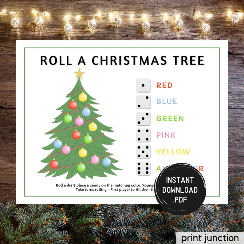 Roll A Tree Dice Christmas Game, Printable Christmas Game, Christmas ...