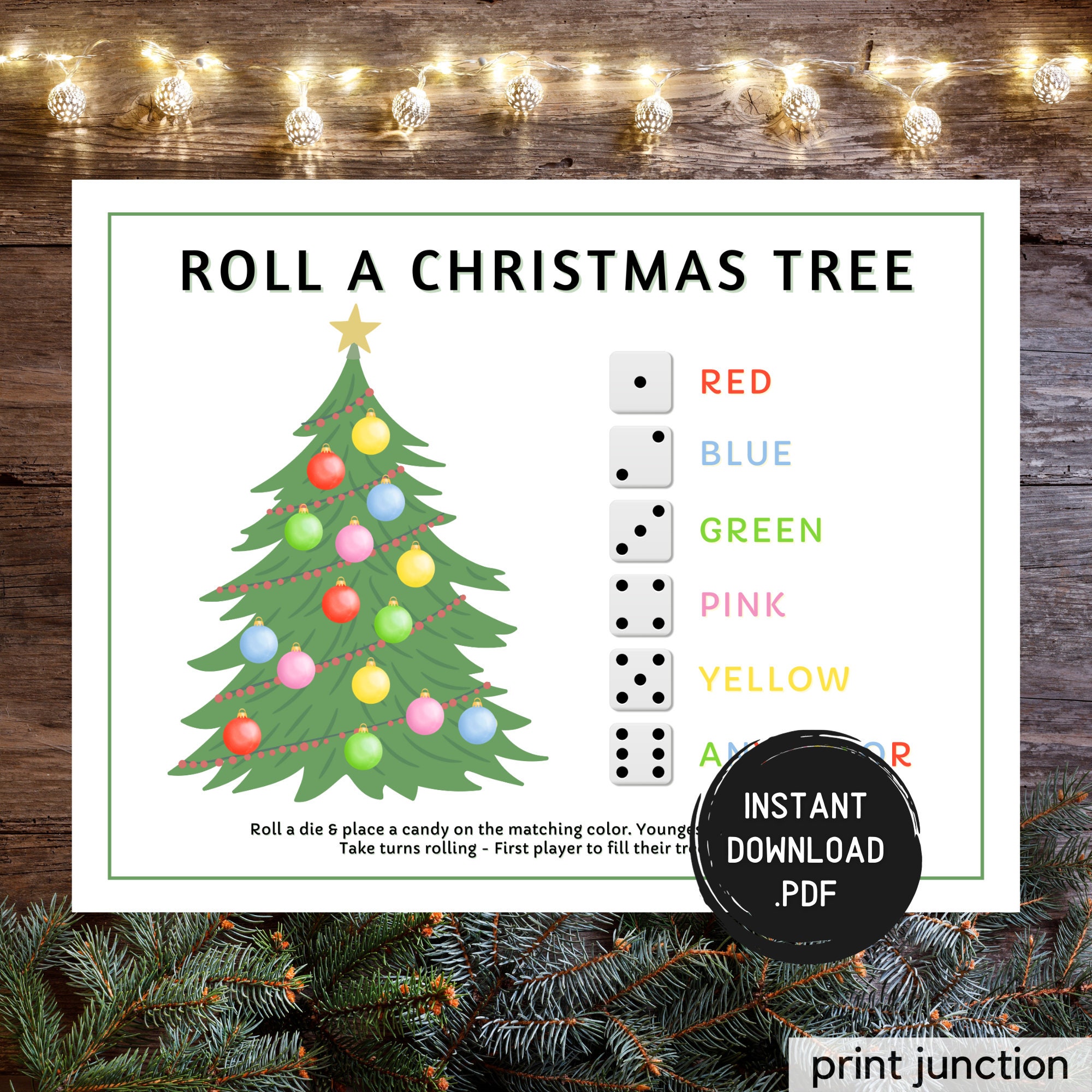 Roll A Tree Dice Christmas Game, Printable Christmas Game, Christmas ...